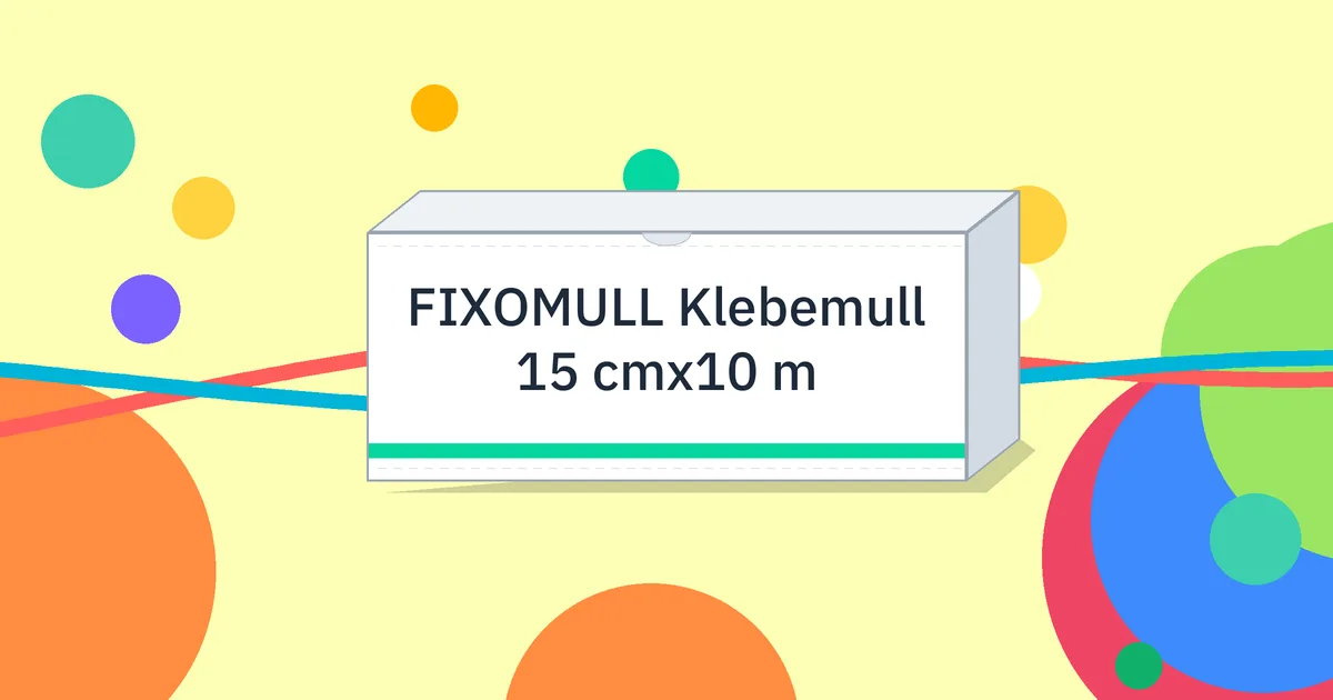 Symbolbild: Packung mit der Aufschrift FIXOMULL Klebemull 15 cmx10 m (PZN 18879932) – Verfügbarkeit und Bezug in Apotheken in Frankfurt am Main