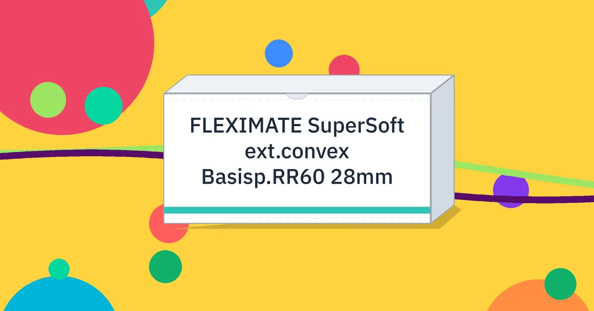 Symbolbild: Packung mit der Aufschrift FLEXIMATE SuperSoft ext.convex Basisp.RR60 28mm (PZN 09070539) – Verfügbarkeit und Bezug in Apotheken in Frankfurt am Main