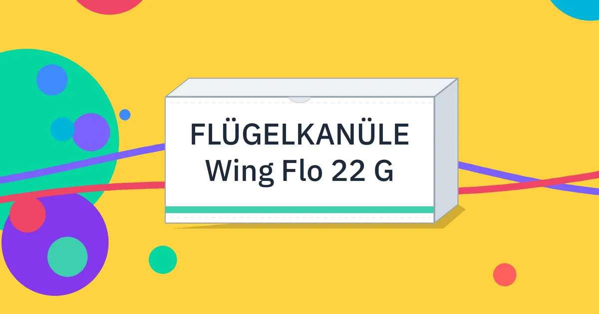 Symbolbild: Packung mit der Aufschrift FLÜGELKANÜLE Wing Flo 22 G (PZN 09891414) – Verfügbarkeit und Bezug in Apotheken in Frankfurt am Main