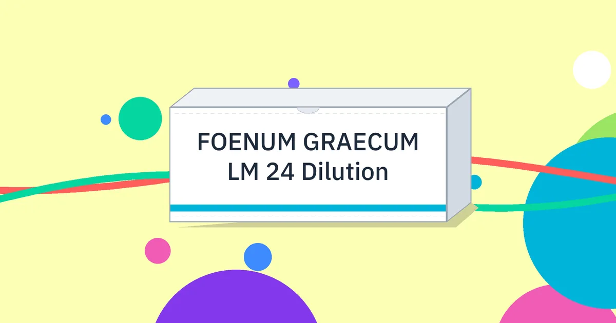 Symbolbild: Packung mit der Aufschrift FOENUM GRAECUM LM 24 Dilution (PZN 13490336) – Verfügbarkeit und Bezug in Apotheken in Frankfurt am Main
