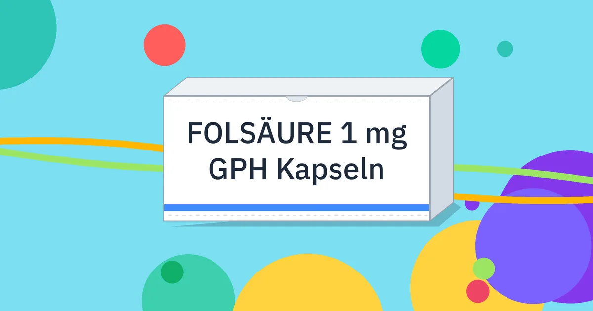 Symbolbild: Packung mit der Aufschrift FOLSÄURE 1 mg GPH Kapseln (PZN 15409315) – Verfügbarkeit und Bezug in Apotheken in Frankfurt am Main