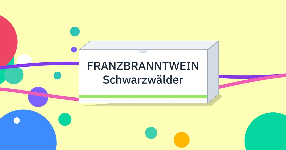 Symbolbild: Packung mit der Aufschrift FRANZBRANNTWEIN Schwarzwälder (PZN 07133721) – Verfügbarkeit und Bezug in Apotheken in Frankfurt am Main