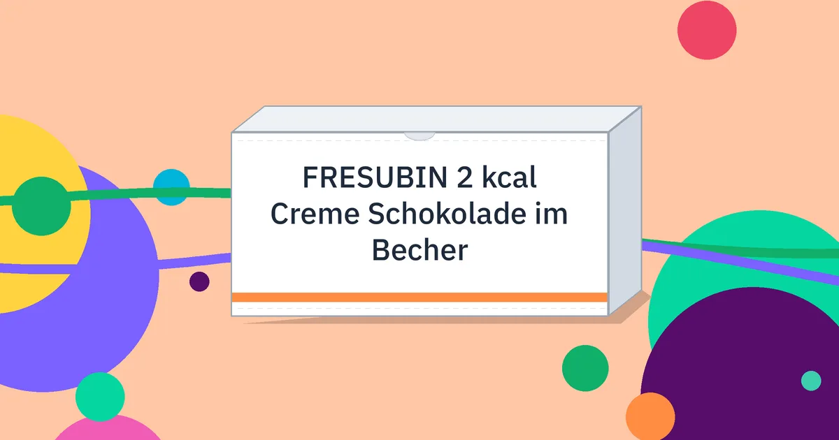 Symbolbild: Packung mit der Aufschrift FRESUBIN 2 kcal Creme Schokolade im Becher (PZN 18791634) – Verfügbarkeit und Bezug in Apotheken in Frankfurt am Main