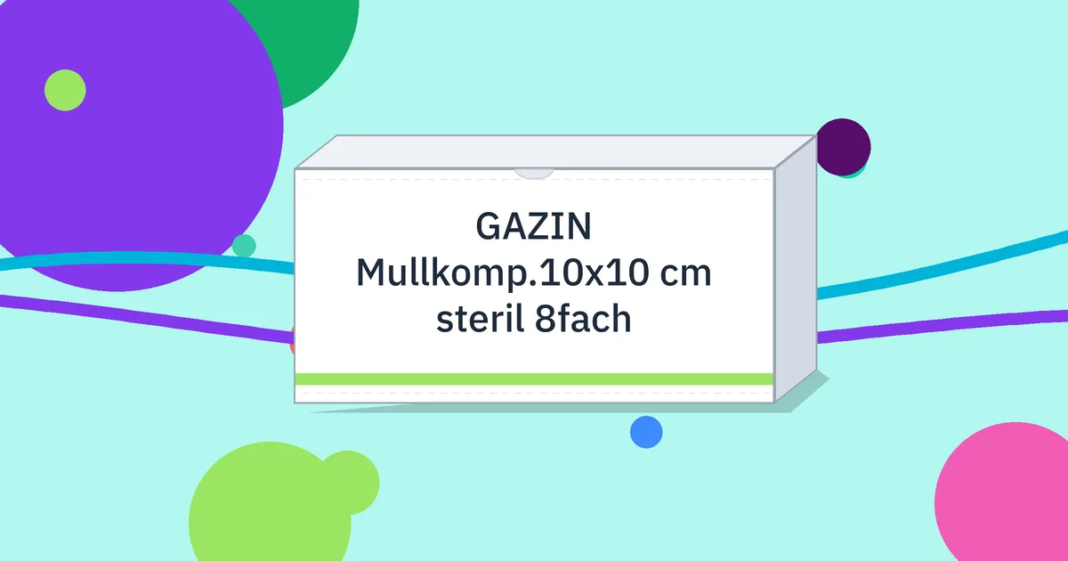 Symbolbild: Packung mit der Aufschrift GAZIN Mullkomp.10x10 cm steril 8fach (PZN 00357570) – Verfügbarkeit und Bezug in Apotheken in Frankfurt am Main