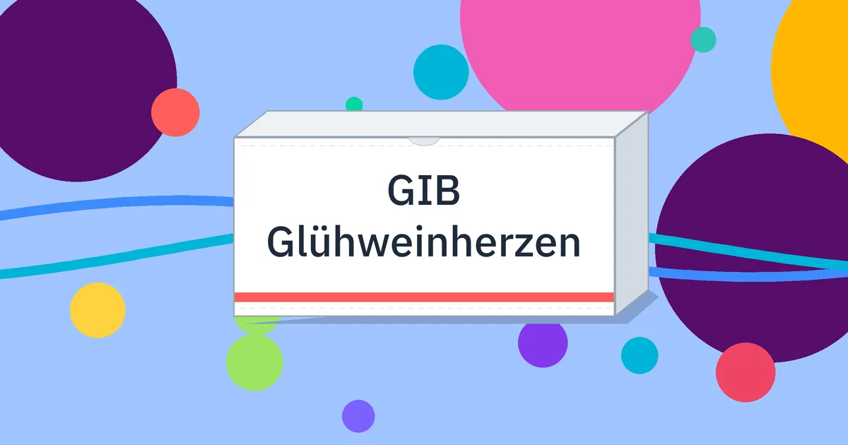 Symbolbild: Packung mit der Aufschrift GIB Glühweinherzen (PZN 19420696) – Verfügbarkeit und Bezug in Apotheken in Frankfurt am Main