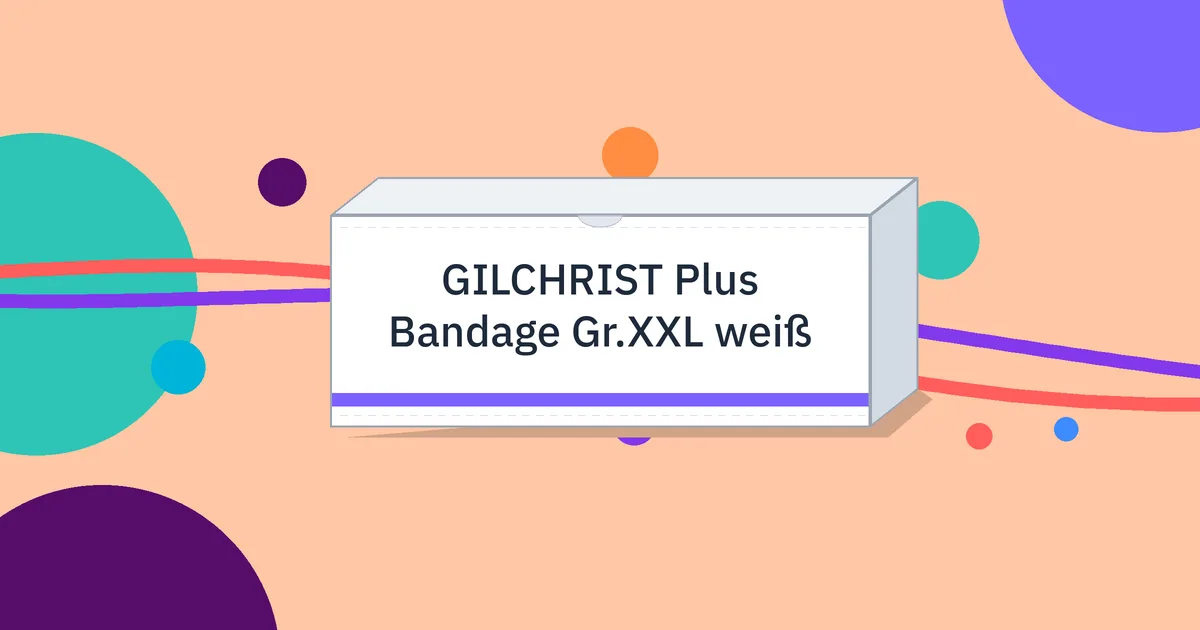 Symbolbild: Packung mit der Aufschrift GILCHRIST Plus Bandage Gr.XXL weiß (PZN 04912471) – Verfügbarkeit und Bezug in Apotheken in Frankfurt am Main