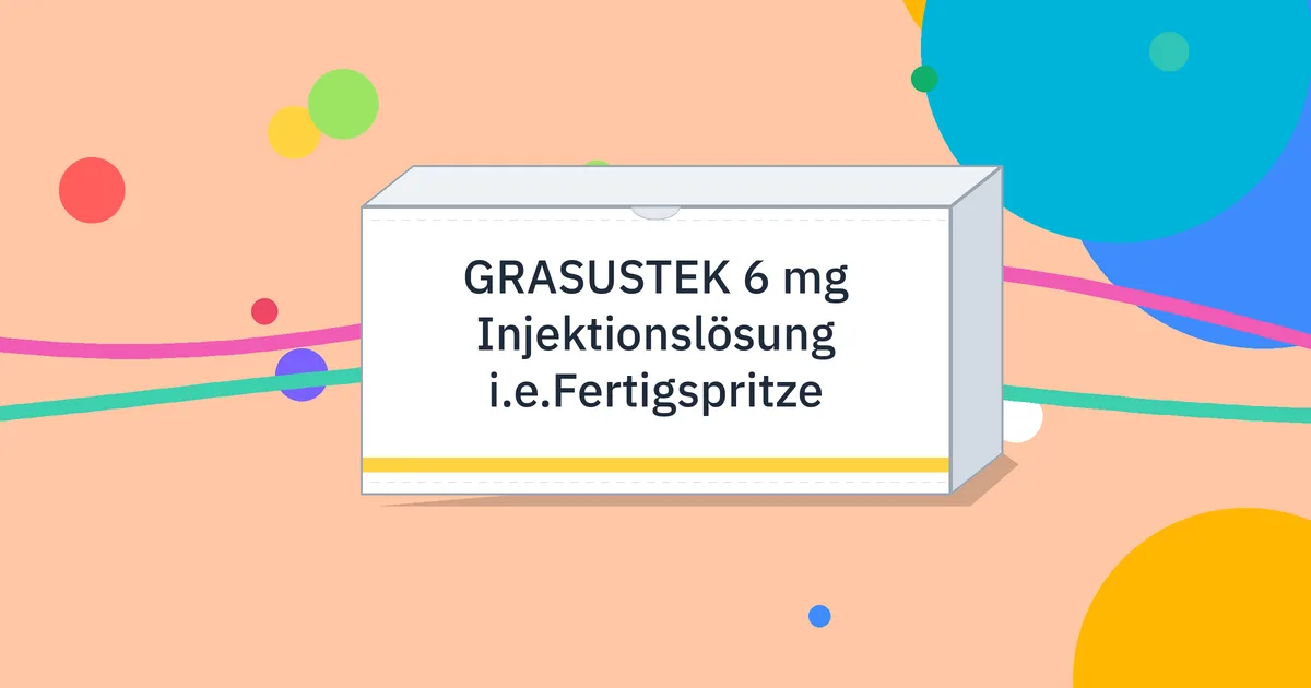 Symbolbild: Packung mit der Aufschrift GRASUSTEK 6 mg Injektionslösung i.e.Fertigspritze (PZN 16850054) – Verfügbarkeit und Bezug in Apotheken in Frankfurt am Main