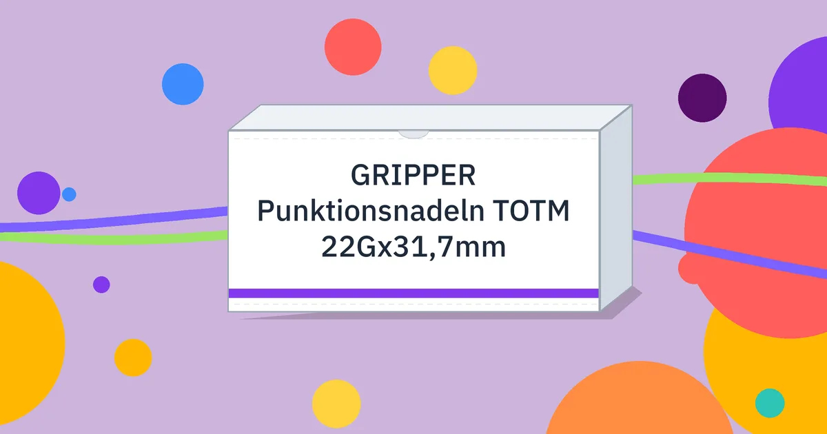 Symbolbild: Packung mit der Aufschrift GRIPPER Punktionsnadeln TOTM 22Gx31,7mm (PZN 04481031) – Verfügbarkeit und Bezug in Apotheken in Frankfurt am Main