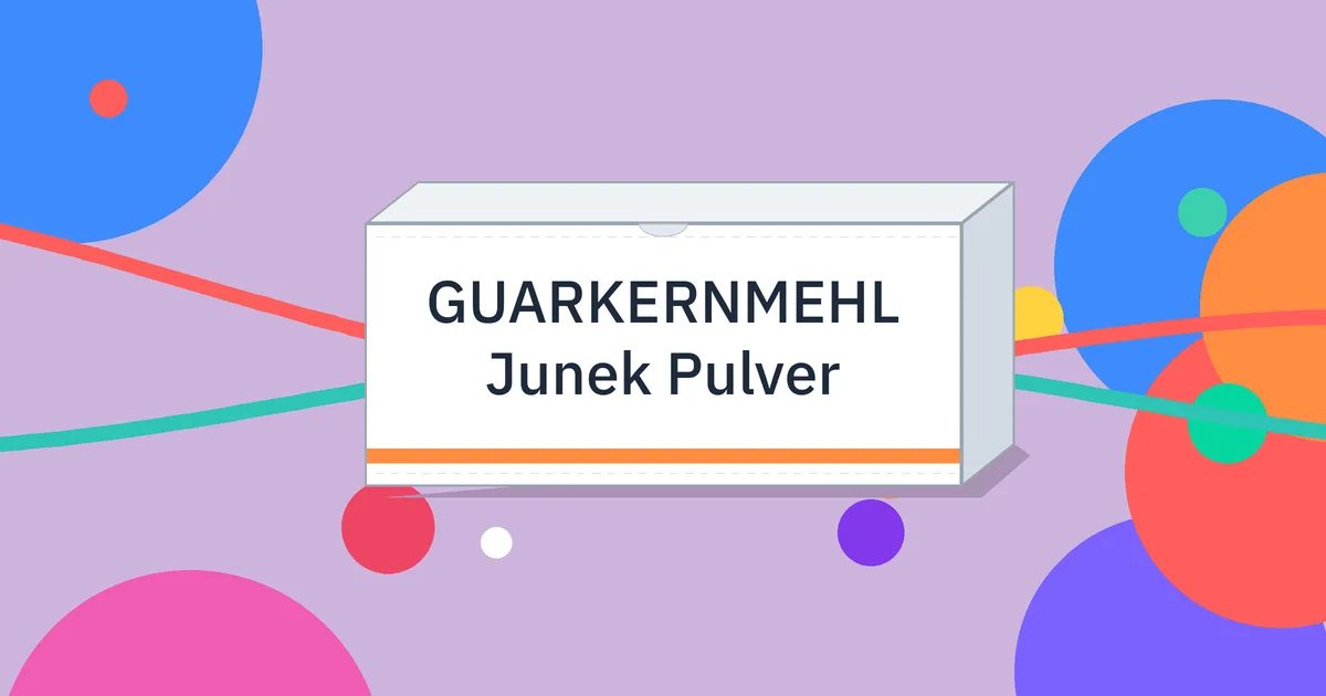 Symbolbild: Packung mit der Aufschrift GUARKERNMEHL Junek Pulver (PZN 11005934) – Verfügbarkeit und Bezug in Apotheken in Frankfurt am Main