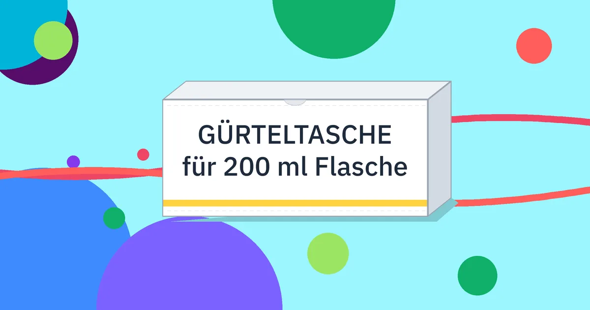 Symbolbild: Packung mit der Aufschrift GÜRTELTASCHE für 200 ml Flasche (PZN 04397460) – Verfügbarkeit und Bezug in Apotheken in Frankfurt am Main