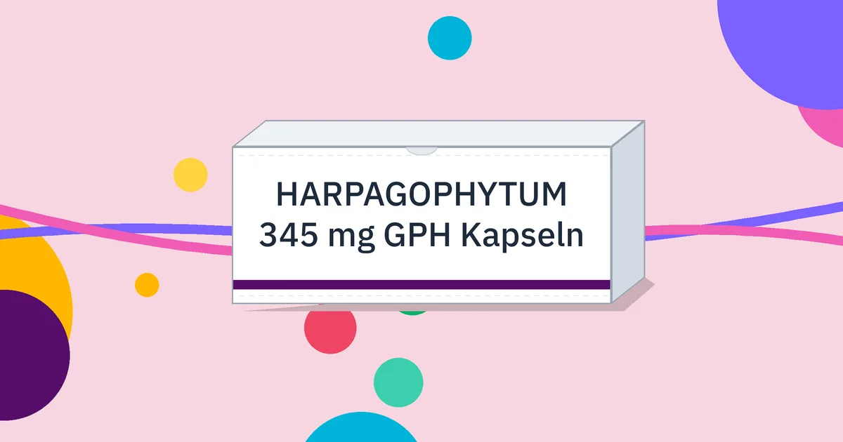 Symbolbild: Packung mit der Aufschrift HARPAGOPHYTUM 345 mg GPH Kapseln (PZN 20857300) – Verfügbarkeit und Bezug in Apotheken in Frankfurt am Main