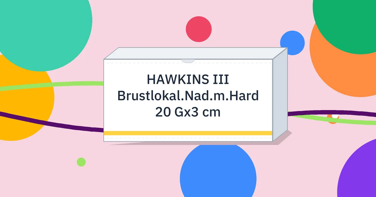 Symbolbild: Packung mit der Aufschrift HAWKINS III Brustlokal.Nad.m.Hard 20 Gx3 cm (PZN 06772301) – Verfügbarkeit und Bezug in Apotheken in Frankfurt am Main