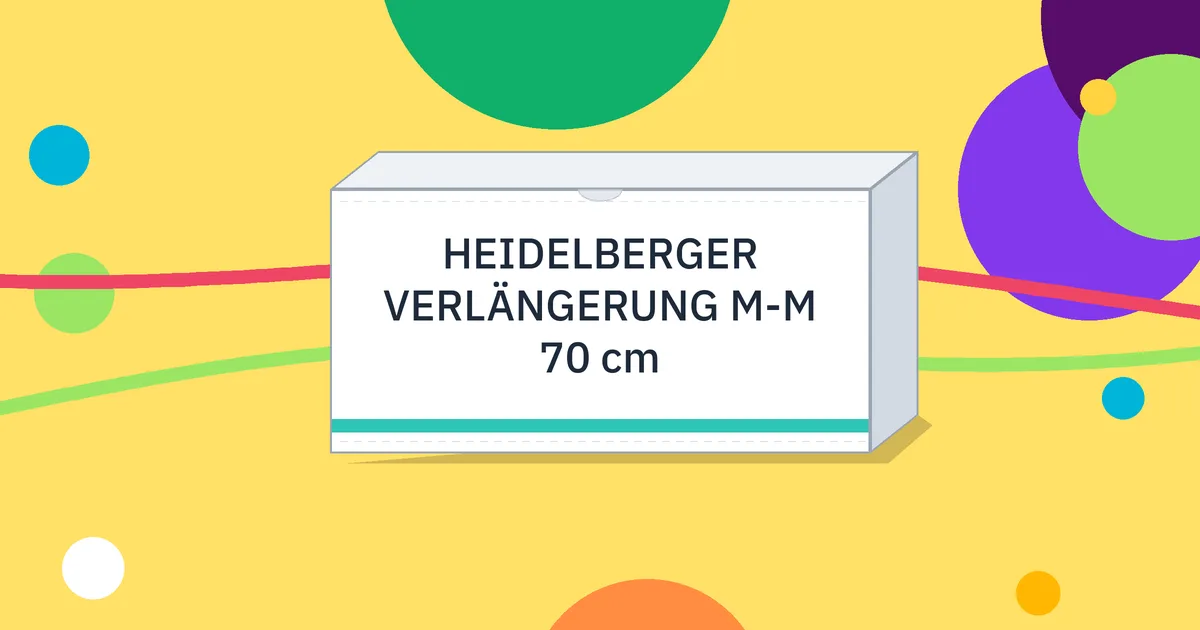 Symbolbild: Packung mit der Aufschrift HEIDELBERGER VERLÄNGERUNG M-M 70 cm (PZN 04168251) – Verfügbarkeit und Bezug in Apotheken in Frankfurt am Main