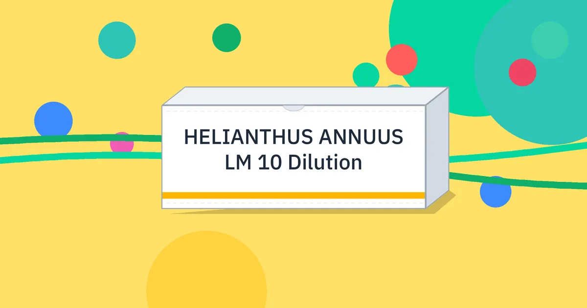 Symbolbild: Packung mit der Aufschrift HELIANTHUS ANNUUS LM 10 Dilution (PZN 12885765) – Verfügbarkeit und Bezug in Apotheken in Frankfurt am Main