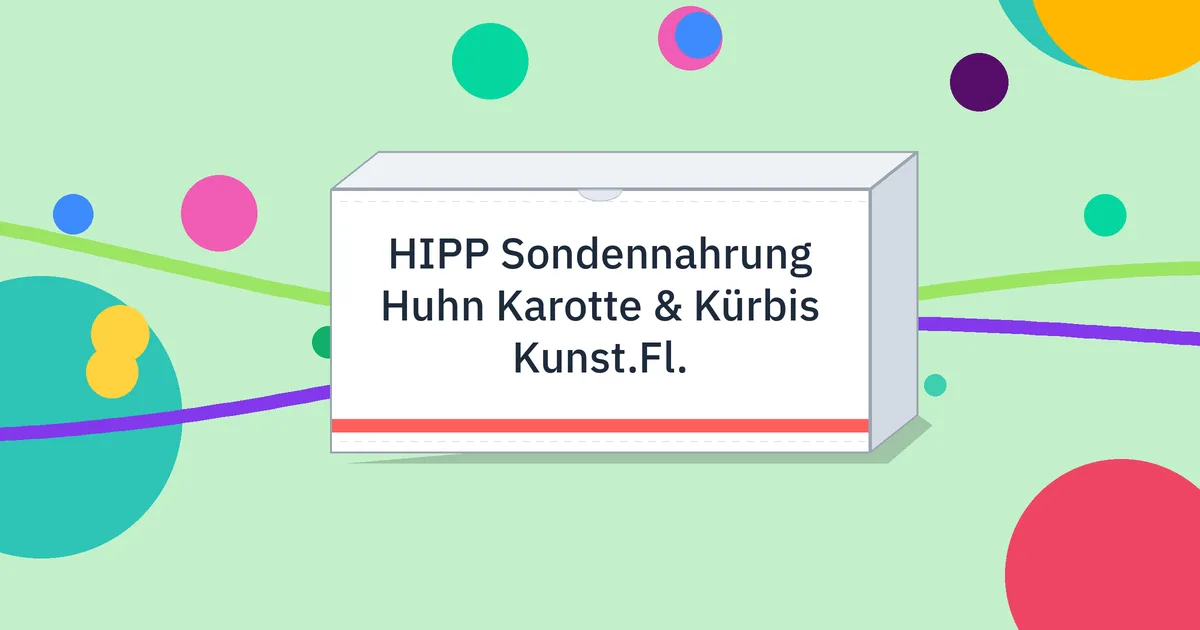 Symbolbild: Packung mit der Aufschrift HIPP Sondennahrung Huhn Karotte & Kürbis Kunst.Fl. (PZN 12896579) – Verfügbarkeit und Bezug in Apotheken in Frankfurt am Main