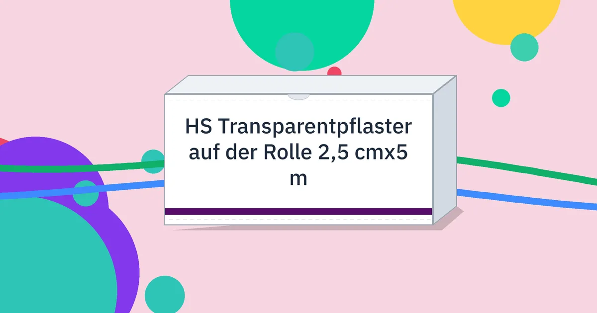 Symbolbild: Packung mit der Aufschrift HS Transparentpflaster auf der Rolle 2,5 cmx5 m (PZN 09742039) – Verfügbarkeit und Bezug in Apotheken in Frankfurt am Main