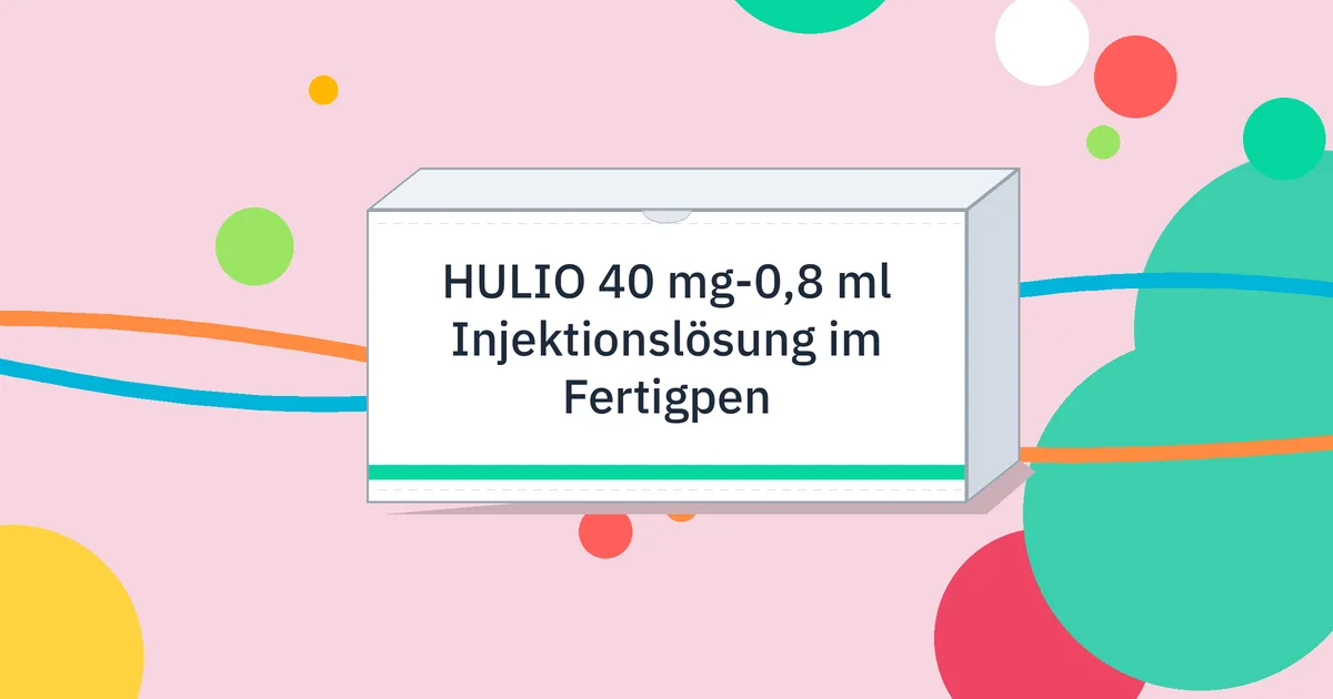 Symbolbild: Packung mit der Aufschrift HULIO 40 mg-0,8 ml Injektionslösung im Fertigpen (PZN 16011425) – Verfügbarkeit und Bezug in Apotheken in Frankfurt am Main