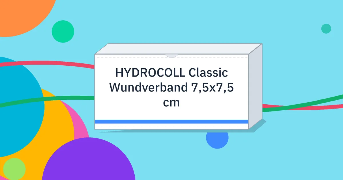Symbolbild: Packung mit der Aufschrift HYDROCOLL Classic Wundverband 7,5x7,5 cm (PZN 14295252) – Verfügbarkeit und Bezug in Apotheken in Frankfurt am Main