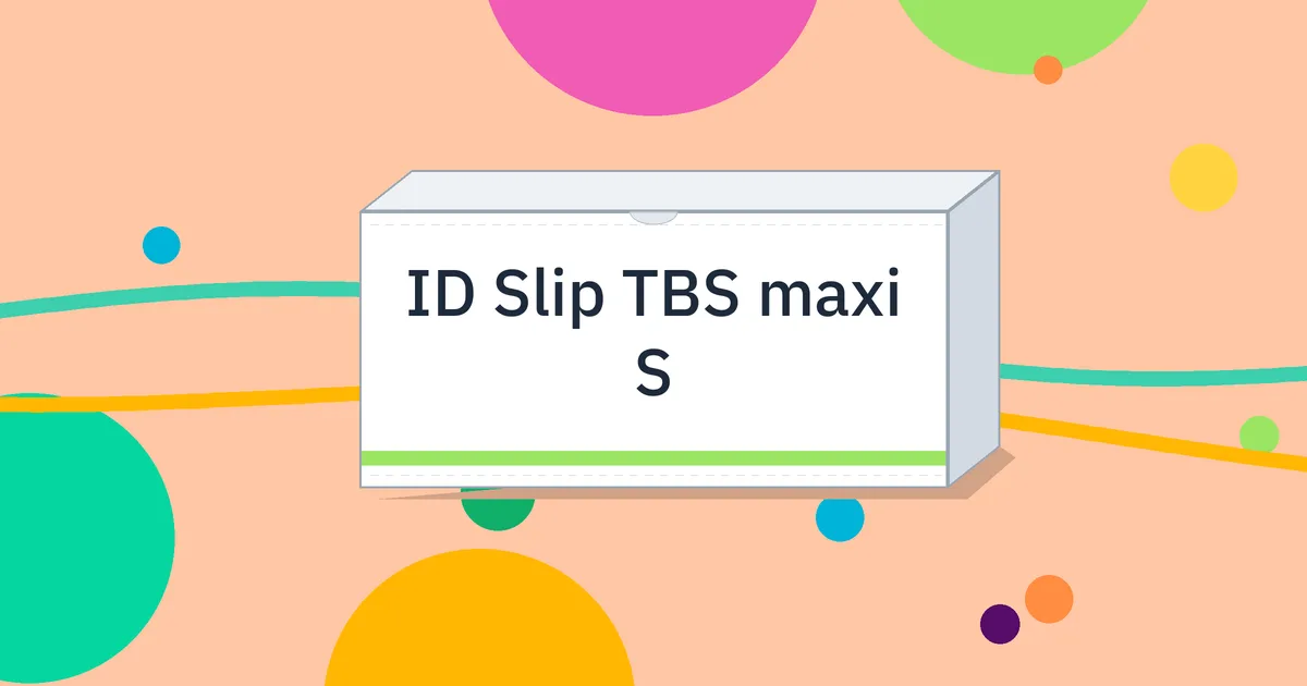 Symbolbild: Packung mit der Aufschrift ID Slip TBS maxi S (PZN 16626428) – Verfügbarkeit und Bezug in Apotheken in Frankfurt am Main