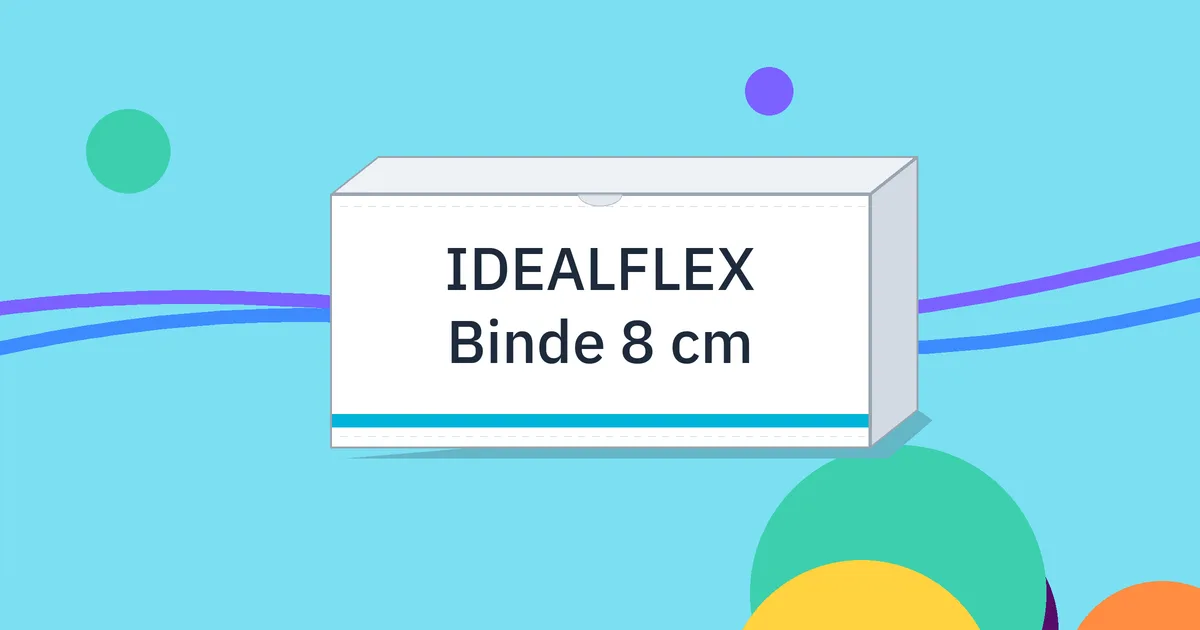 Symbolbild: Packung mit der Aufschrift IDEALFLEX Binde 8 cm (PZN 11586291) – Verfügbarkeit und Bezug in Apotheken in Frankfurt am Main