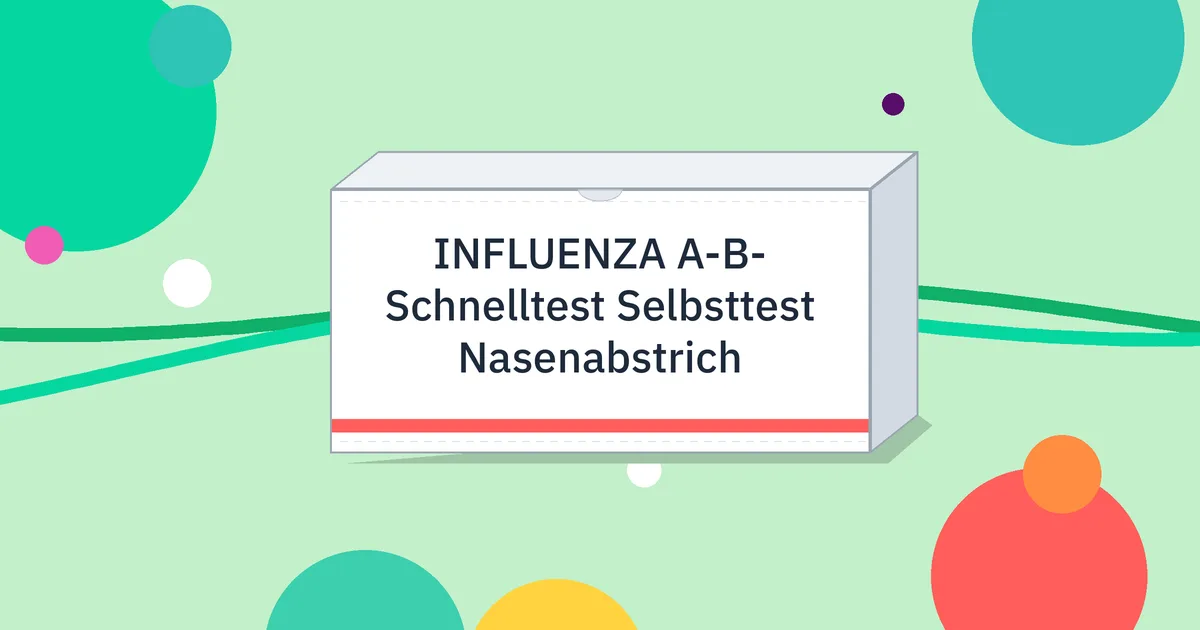 Symbolbild: Packung mit der Aufschrift INFLUENZA A-B-Schnelltest Selbsttest Nasenabstrich (PZN 18242583) – Verfügbarkeit und Bezug in Apotheken in Frankfurt am Main