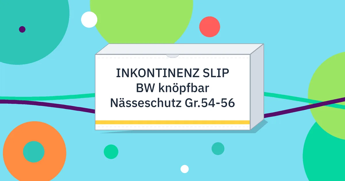 Symbolbild: Packung mit der Aufschrift INKONTINENZ SLIP BW knöpfbar Nässeschutz Gr.54-56 (PZN 10246009) – Verfügbarkeit und Bezug in Apotheken in Frankfurt am Main