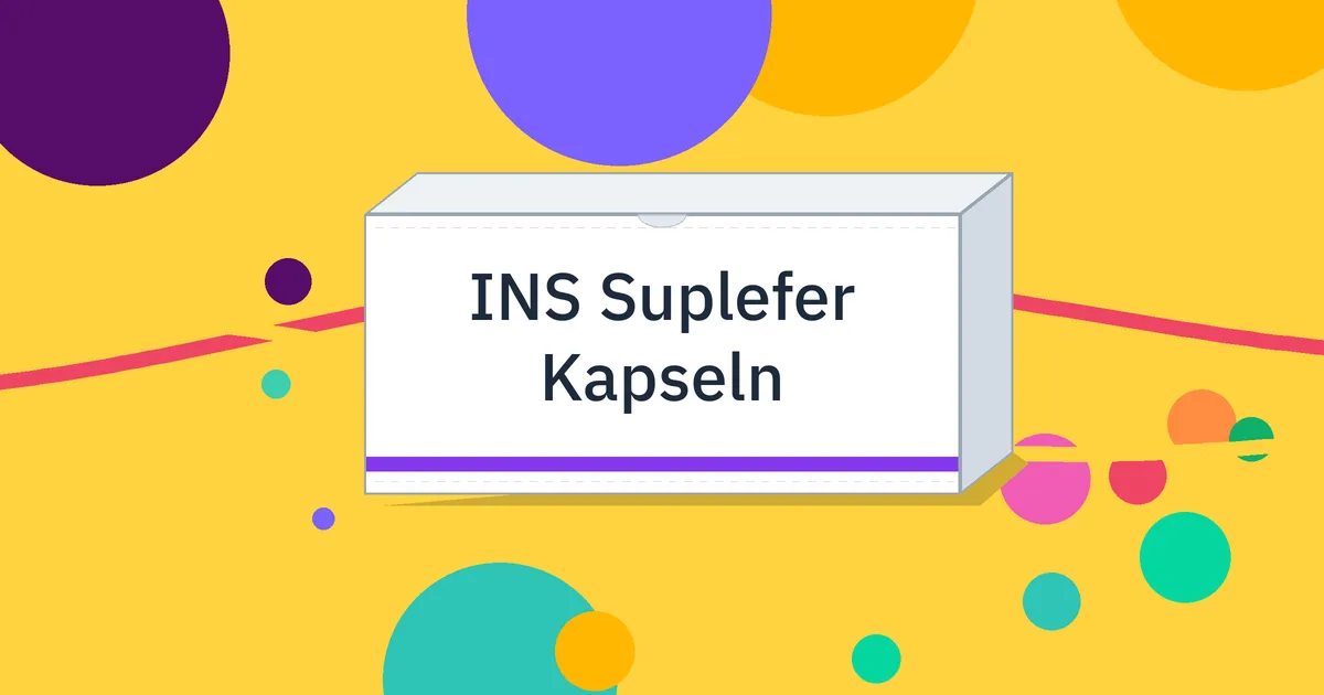 Symbolbild: Packung mit der Aufschrift INS Suplefer Kapseln (PZN 15392017) – Verfügbarkeit und Bezug in Apotheken in Frankfurt am Main