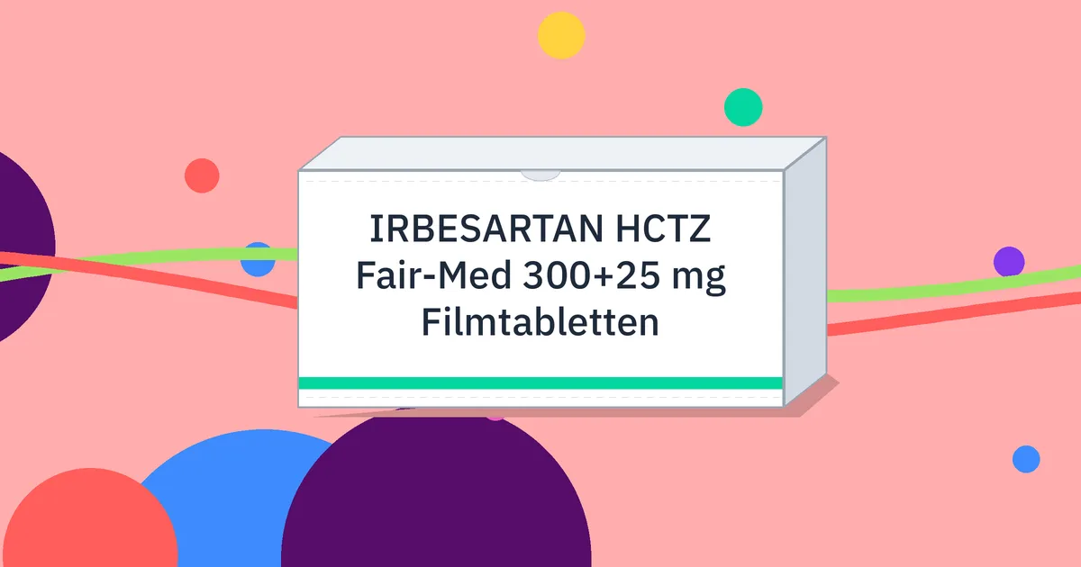 Symbolbild: Packung mit der Aufschrift IRBESARTAN HCTZ Fair-Med 300+25 mg Filmtabletten (PZN 13245909) – Verfügbarkeit und Bezug in Apotheken in Frankfurt am Main