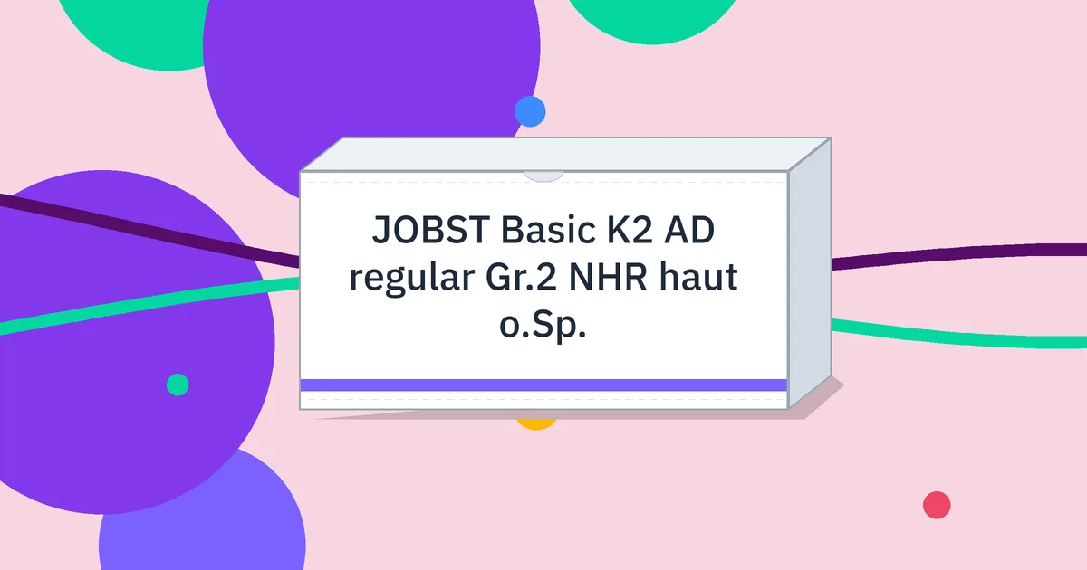 Symbolbild: Packung mit der Aufschrift JOBST Basic K2 AD regular Gr.2 NHR haut o.Sp. (PZN 15312461) – Verfügbarkeit und Bezug in Apotheken in Frankfurt am Main