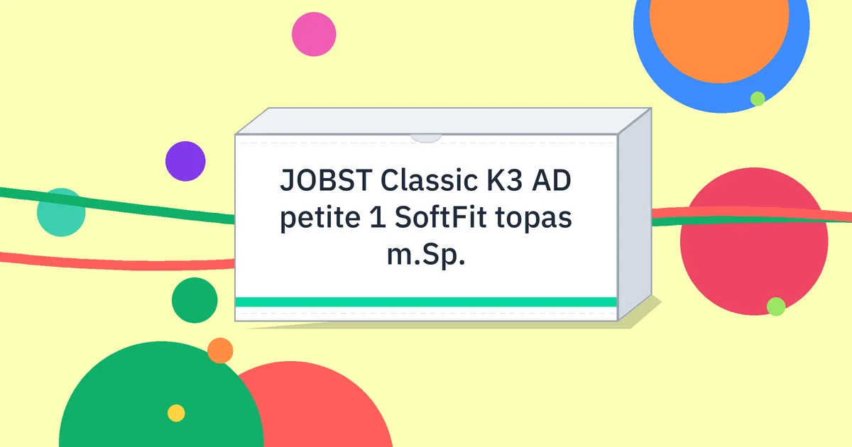 Symbolbild: Packung mit der Aufschrift JOBST Classic K3 AD petite 1 SoftFit topas m.Sp. (PZN 14223560) – Verfügbarkeit und Bezug in Apotheken in Frankfurt am Main