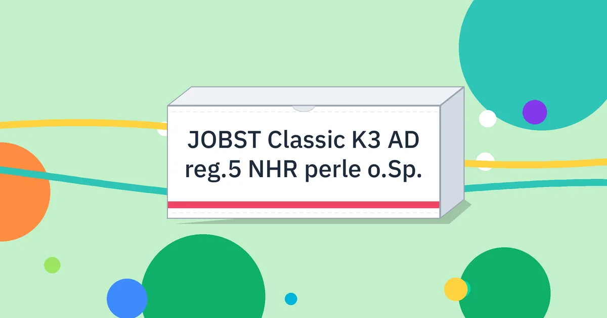 Symbolbild: Packung mit der Aufschrift JOBST Classic K3 AD reg.5 NHR perle o.Sp. (PZN 13071154) – Verfügbarkeit und Bezug in Apotheken in Frankfurt am Main