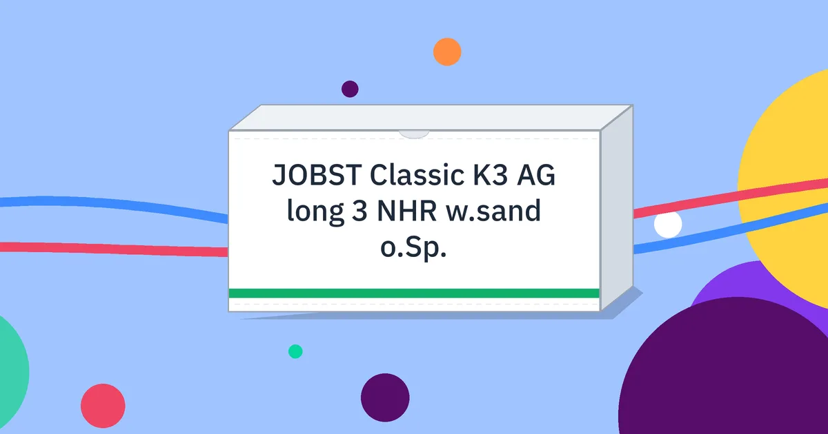 Symbolbild: Packung mit der Aufschrift JOBST Classic K3 AG long 3 NHR w.sand o.Sp. (PZN 13072337) – Verfügbarkeit und Bezug in Apotheken in Frankfurt am Main