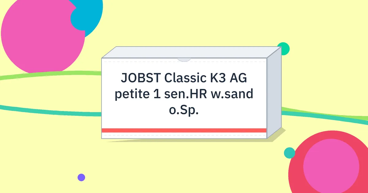 Symbolbild: Packung mit der Aufschrift JOBST Classic K3 AG petite 1 sen.HR w.sand o.Sp. (PZN 17956688) – Verfügbarkeit und Bezug in Apotheken in Frankfurt am Main