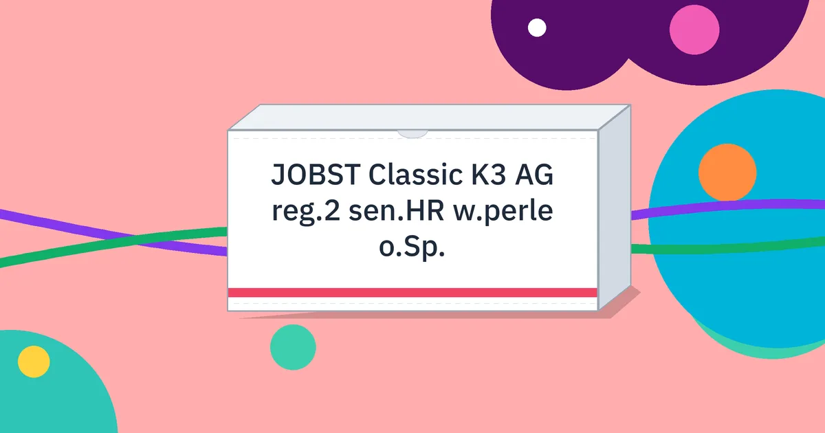 Symbolbild: Packung mit der Aufschrift JOBST Classic K3 AG reg.2 sen.HR w.perle o.Sp. (PZN 17957452) – Verfügbarkeit und Bezug in Apotheken in Frankfurt am Main