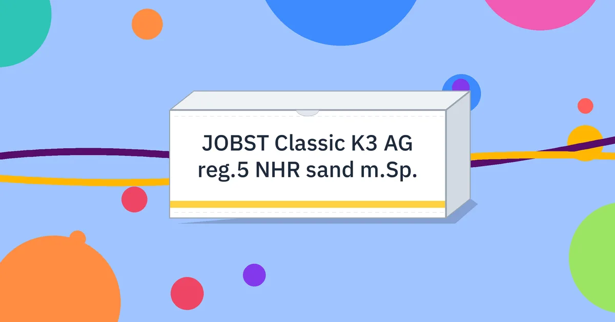Symbolbild: Packung mit der Aufschrift JOBST Classic K3 AG reg.5 NHR sand m.Sp. (PZN 13073354) – Verfügbarkeit und Bezug in Apotheken in Frankfurt am Main