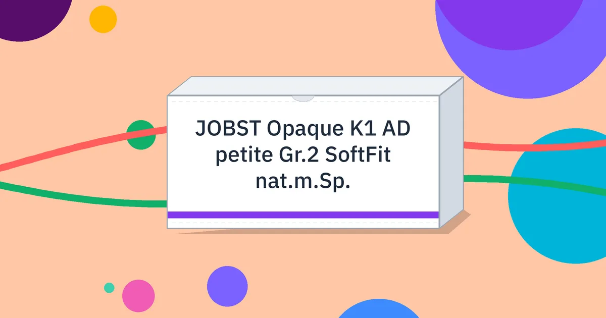 Symbolbild: Packung mit der Aufschrift JOBST Opaque K1 AD petite Gr.2 SoftFit nat.m.Sp. (PZN 13079486) – Verfügbarkeit und Bezug in Apotheken in Frankfurt am Main