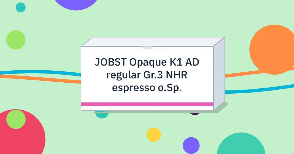 Symbolbild: Packung mit der Aufschrift JOBST Opaque K1 AD regular Gr.3 NHR espresso o.Sp. (PZN 16263256) – Verfügbarkeit und Bezug in Apotheken in Frankfurt am Main