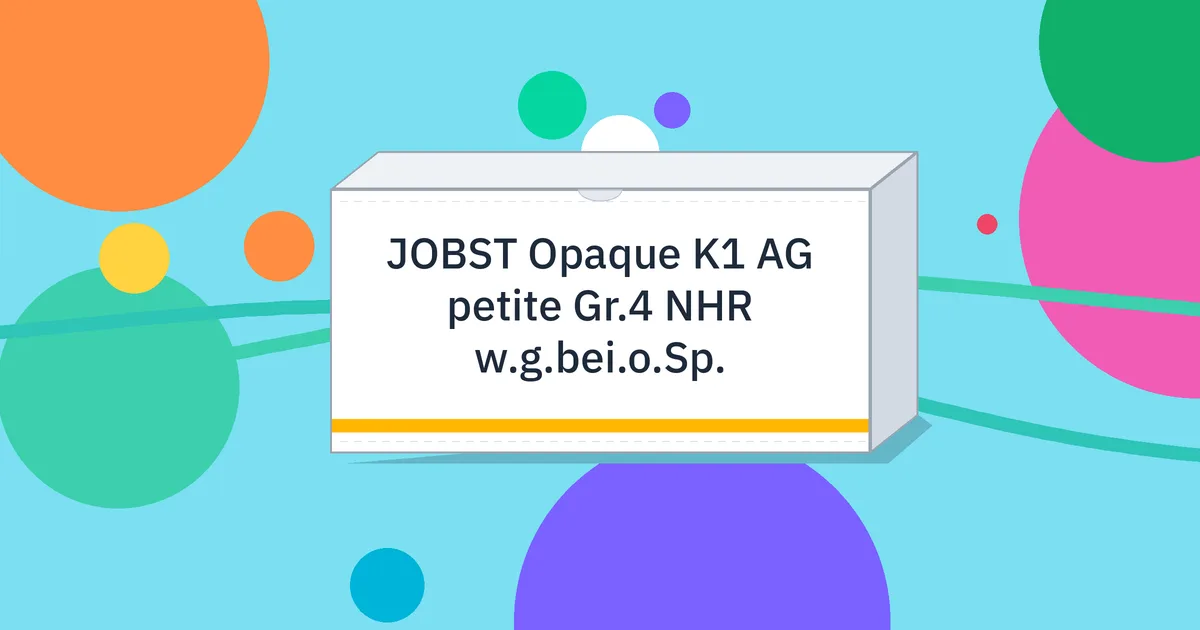 Symbolbild: Packung mit der Aufschrift JOBST Opaque K1 AG petite Gr.4 NHR w.g.bei.o.Sp. (PZN 16269158) – Verfügbarkeit und Bezug in Apotheken in Frankfurt am Main
