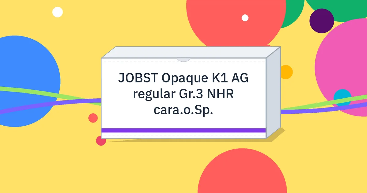 Symbolbild: Packung mit der Aufschrift JOBST Opaque K1 AG regular Gr.3 NHR cara.o.Sp. (PZN 13095120) – Verfügbarkeit und Bezug in Apotheken in Frankfurt am Main