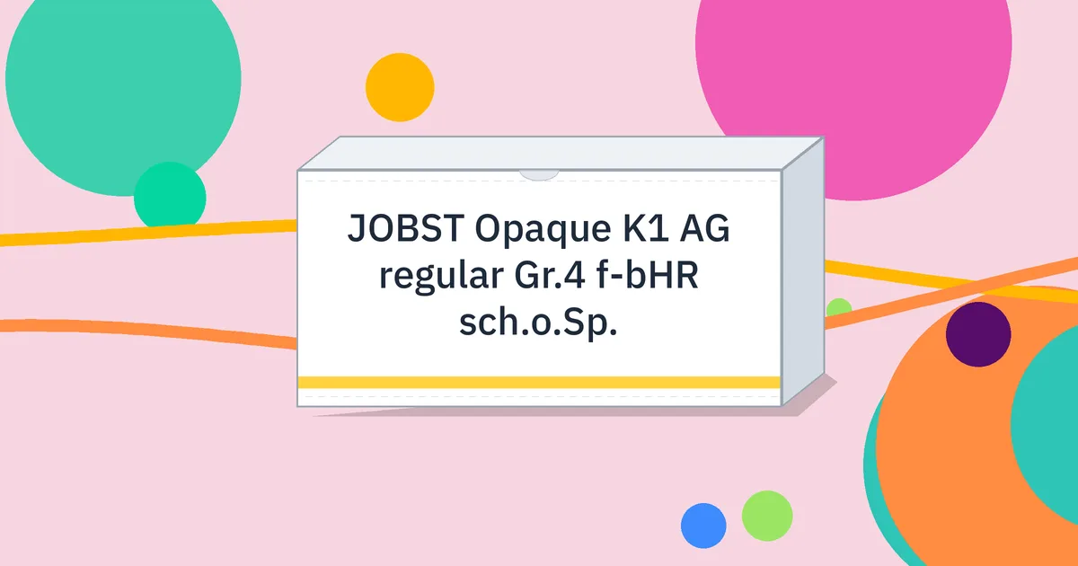 Symbolbild: Packung mit der Aufschrift JOBST Opaque K1 AG regular Gr.4 f-bHR sch.o.Sp. (PZN 13094600) – Verfügbarkeit und Bezug in Apotheken in Frankfurt am Main