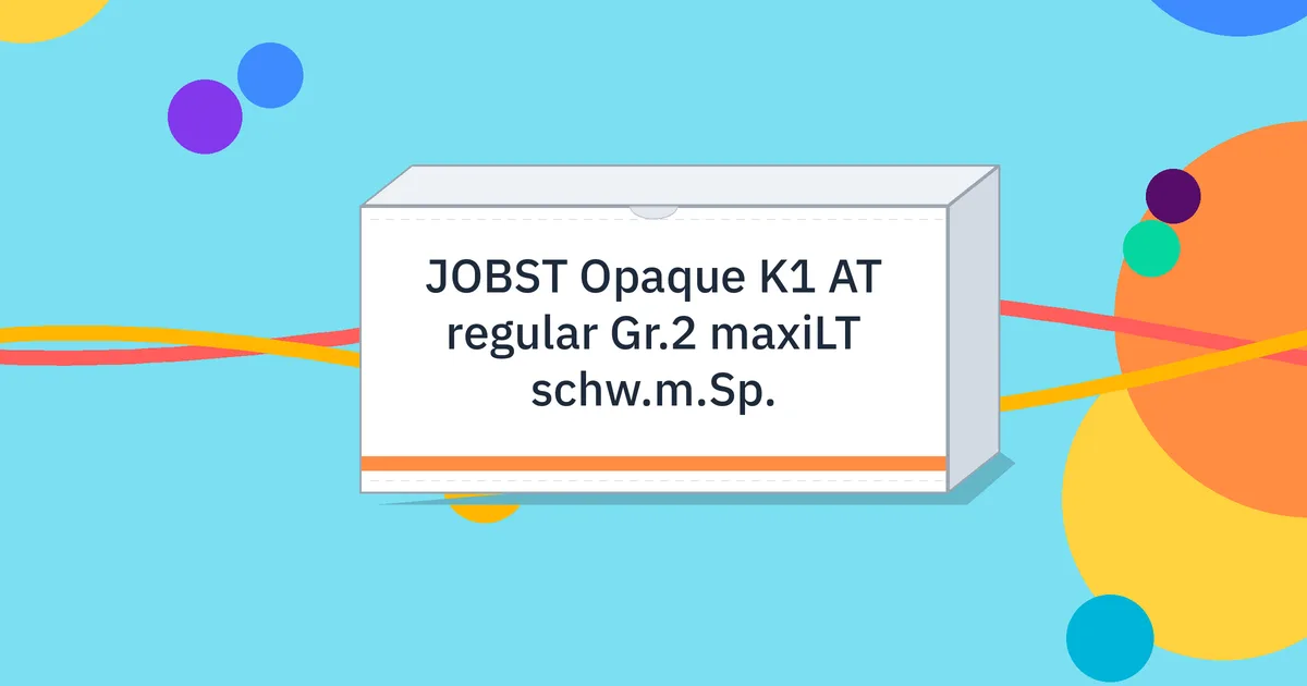 Symbolbild: Packung mit der Aufschrift JOBST Opaque K1 AT regular Gr.2 maxiLT schw.m.Sp. (PZN 13106295) – Verfügbarkeit und Bezug in Apotheken in Frankfurt am Main