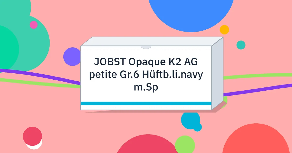 Symbolbild: Packung mit der Aufschrift JOBST Opaque K2 AG petite Gr.6 Hüftb.li.navy m.Sp (PZN 13113645) – Verfügbarkeit und Bezug in Apotheken in Frankfurt am Main