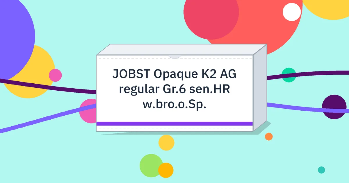 Symbolbild: Packung mit der Aufschrift JOBST Opaque K2 AG regular Gr.6 sen.HR w.bro.o.Sp. (PZN 13112901) – Verfügbarkeit und Bezug in Apotheken in Frankfurt am Main