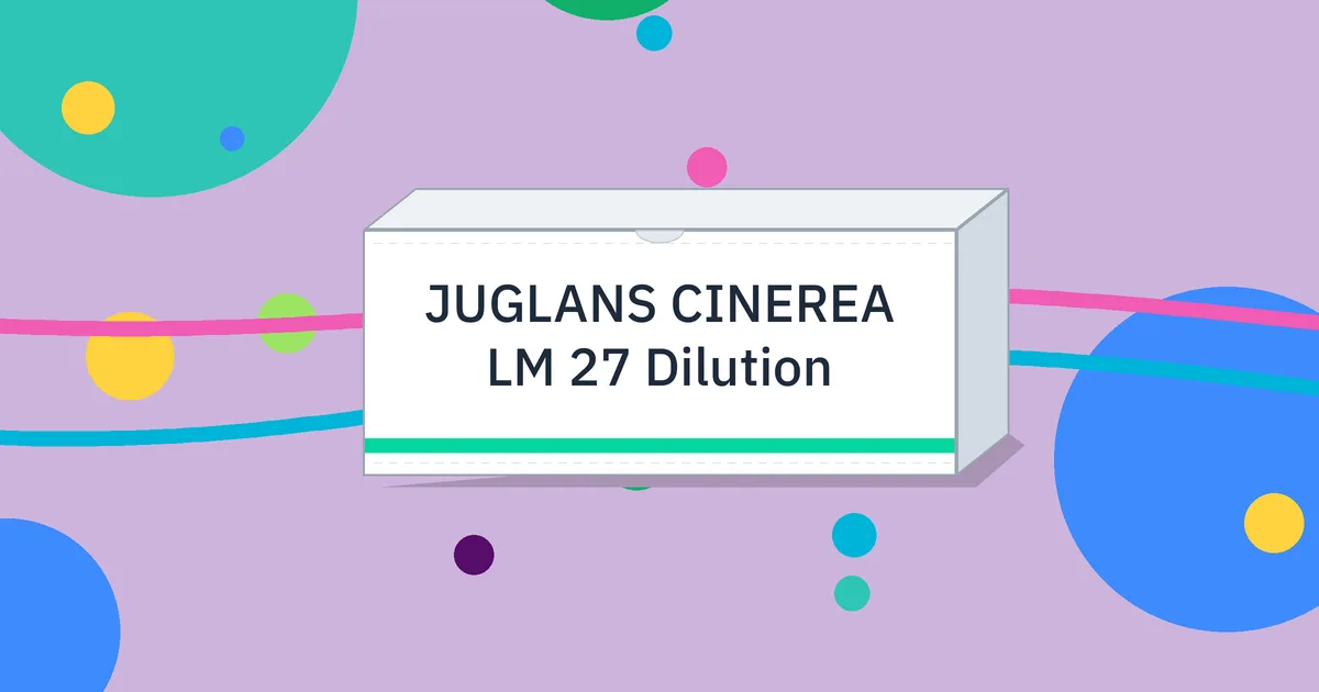 Symbolbild: Packung mit der Aufschrift JUGLANS CINEREA LM 27 Dilution (PZN 13563897) – Verfügbarkeit und Bezug in Apotheken in Frankfurt am Main