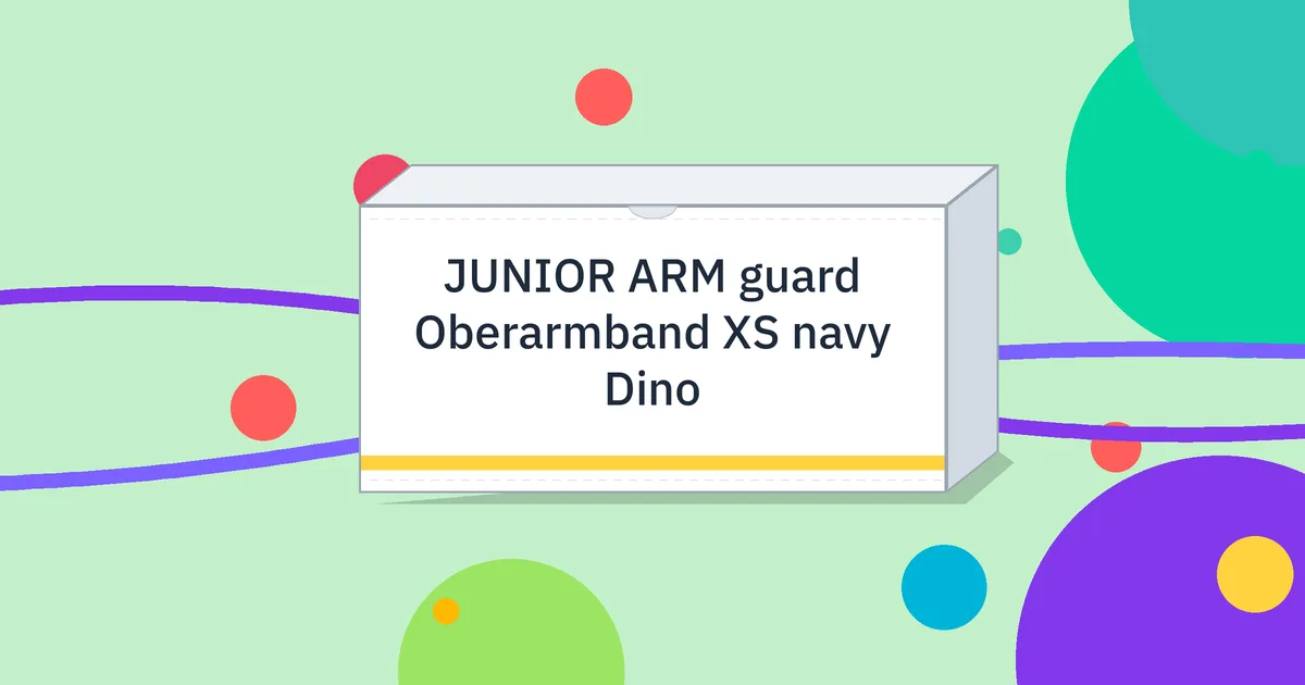 Symbolbild: Packung mit der Aufschrift JUNIOR ARM guard Oberarmband XS navy Dino (PZN 13352918) – Verfügbarkeit und Bezug in Apotheken in Frankfurt am Main