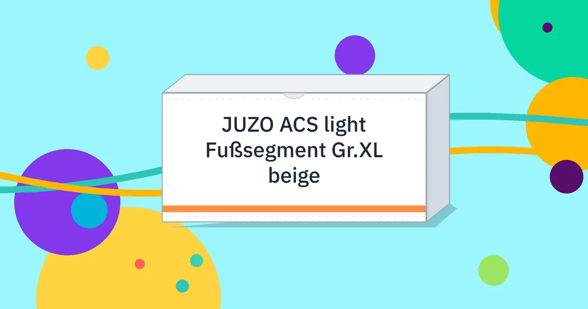 Symbolbild: Packung mit der Aufschrift JUZO ACS light Fußsegment Gr.XL beige (PZN 13885135) – Verfügbarkeit und Bezug in Apotheken in Frankfurt am Main