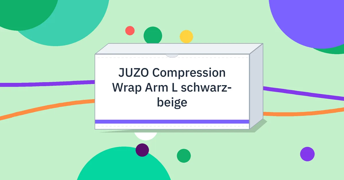 Symbolbild: Packung mit der Aufschrift JUZO Compression Wrap Arm L schwarz-beige (PZN 16143598) – Verfügbarkeit und Bezug in Apotheken in Frankfurt am Main