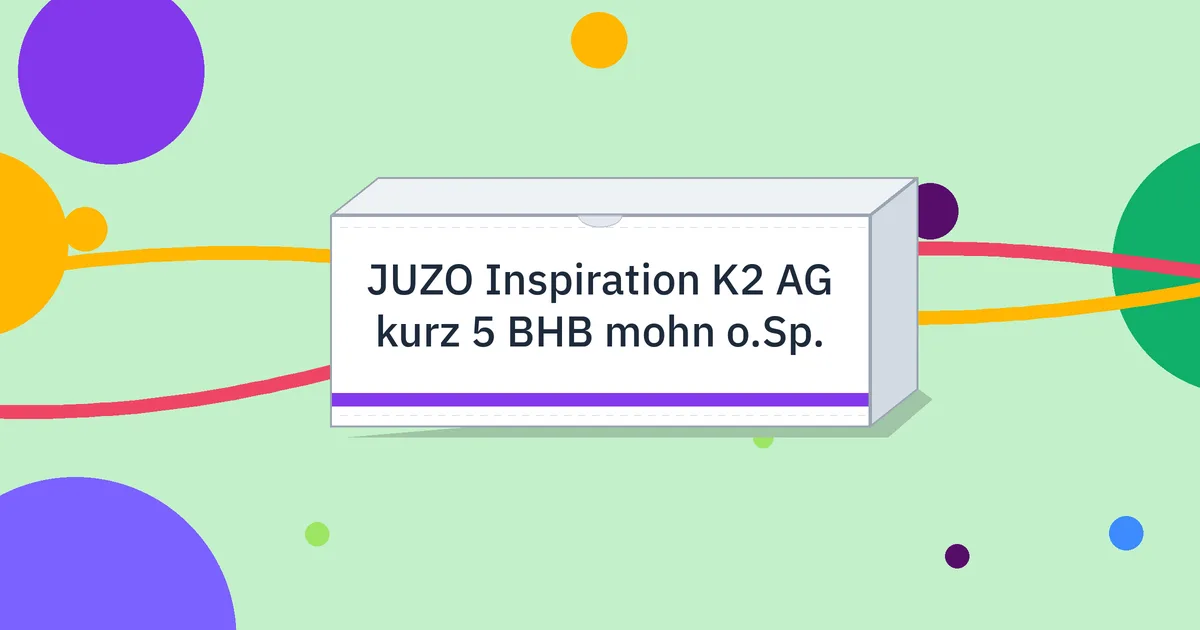 Symbolbild: Packung mit der Aufschrift JUZO Inspiration K2 AG kurz 5 BHB mohn o.Sp. (PZN 14835091) – Verfügbarkeit und Bezug in Apotheken in Frankfurt am Main