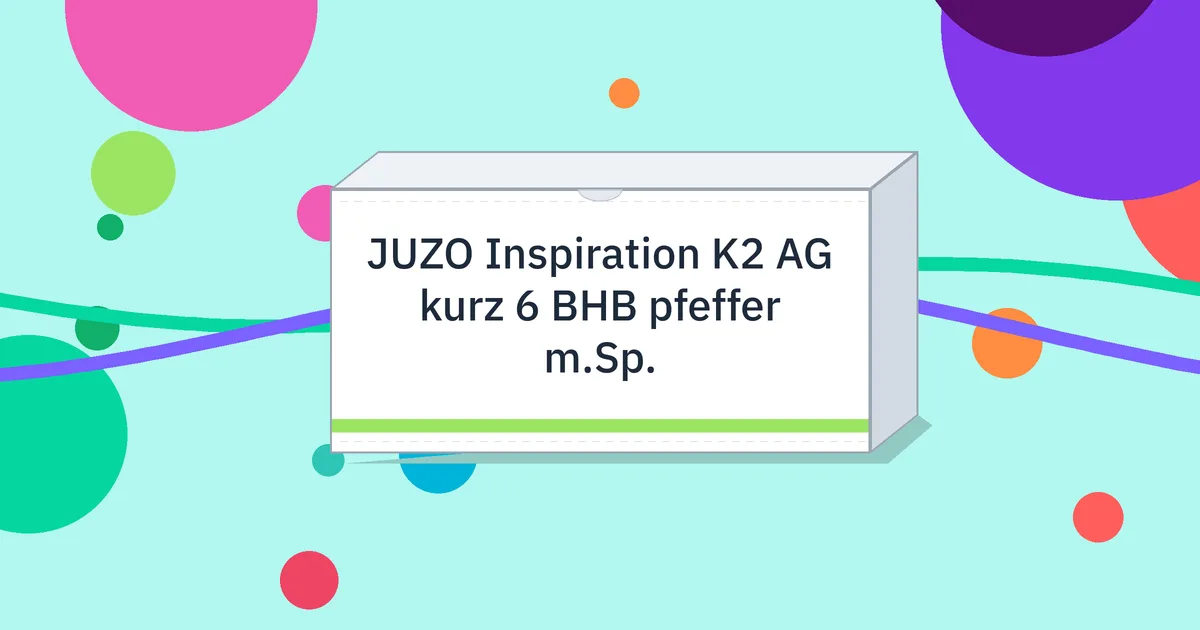 Symbolbild: Packung mit der Aufschrift JUZO Inspiration K2 AG kurz 6 BHB pfeffer m.Sp. (PZN 14833979) – Verfügbarkeit und Bezug in Apotheken in Frankfurt am Main