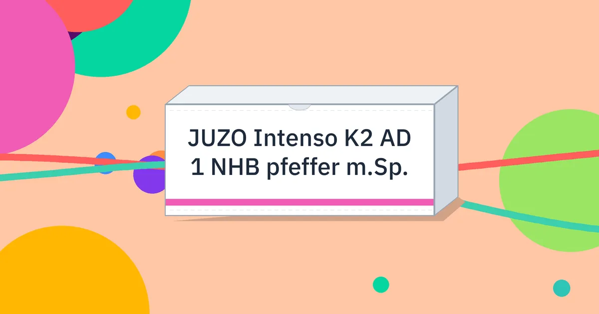 Symbolbild: Packung mit der Aufschrift JUZO Intenso K2 AD 1 NHB pfeffer m.Sp. (PZN 18609612) – Verfügbarkeit und Bezug in Apotheken in Frankfurt am Main